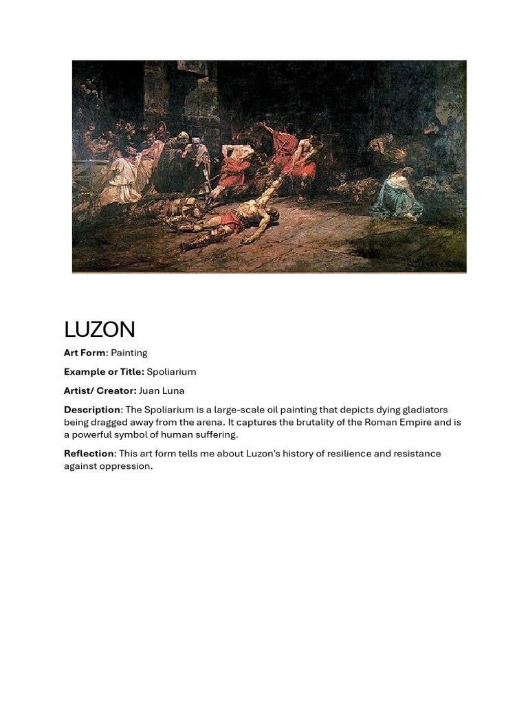 Luzon: Art Form Example or Title: Artist/ Creator: Description | PDF