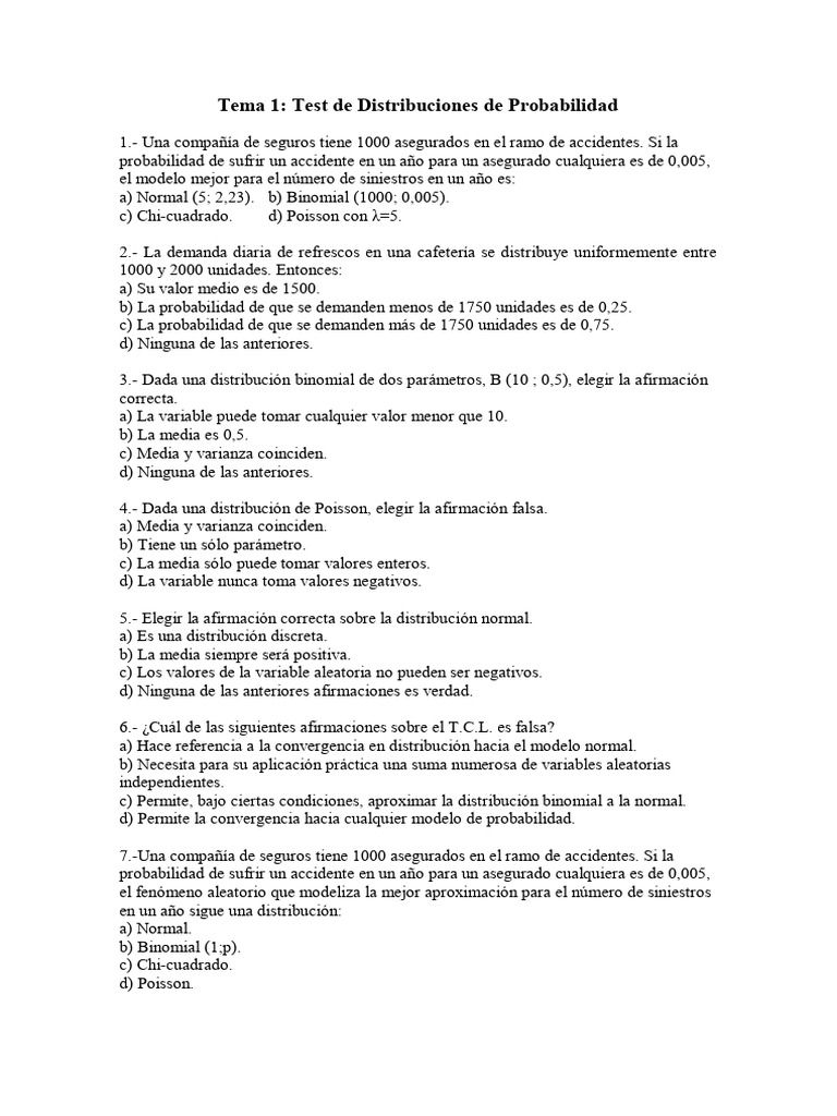 Test de Distribuciones de Probabilidad | PDF | Estimador | Muestreo ...