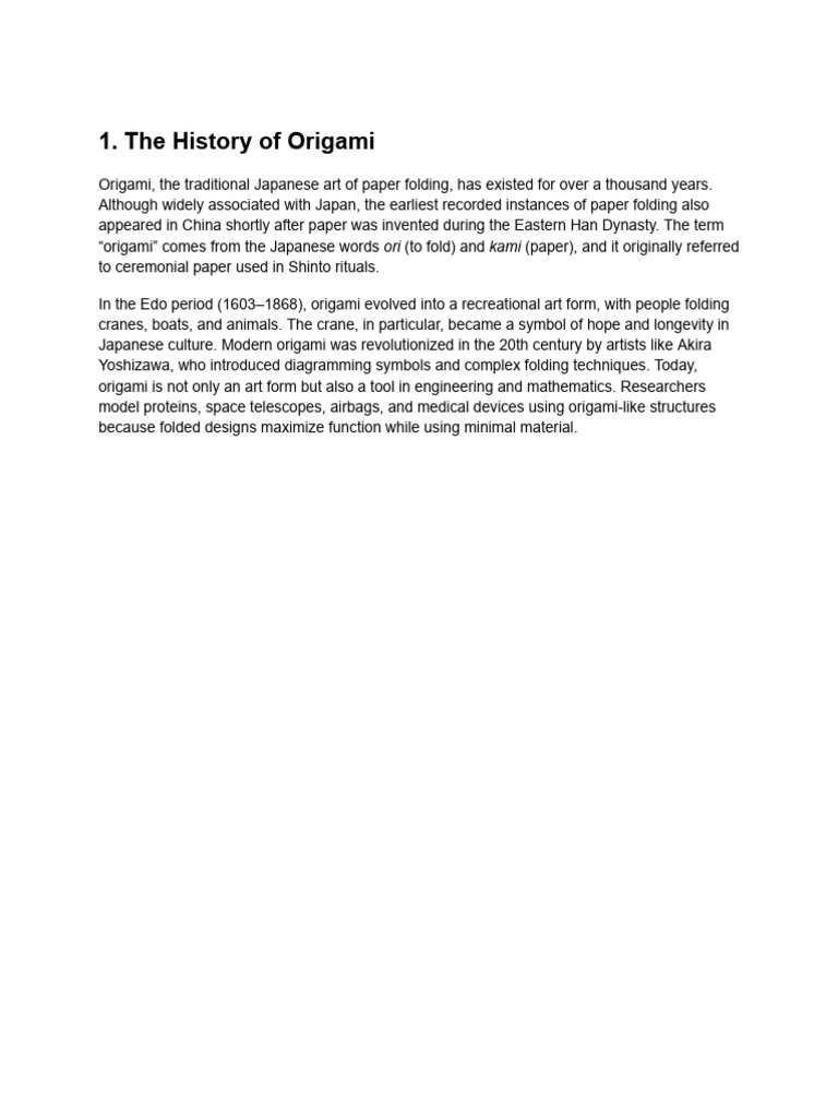 The History of Origami: Ori Kami | PDF