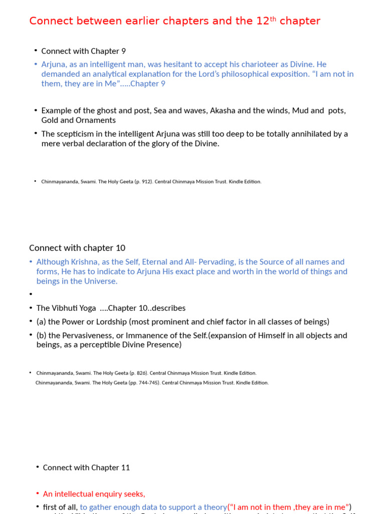 Connecting Chapters of The Holy Geeta | PDF | Bhagavad Gita | Meditation