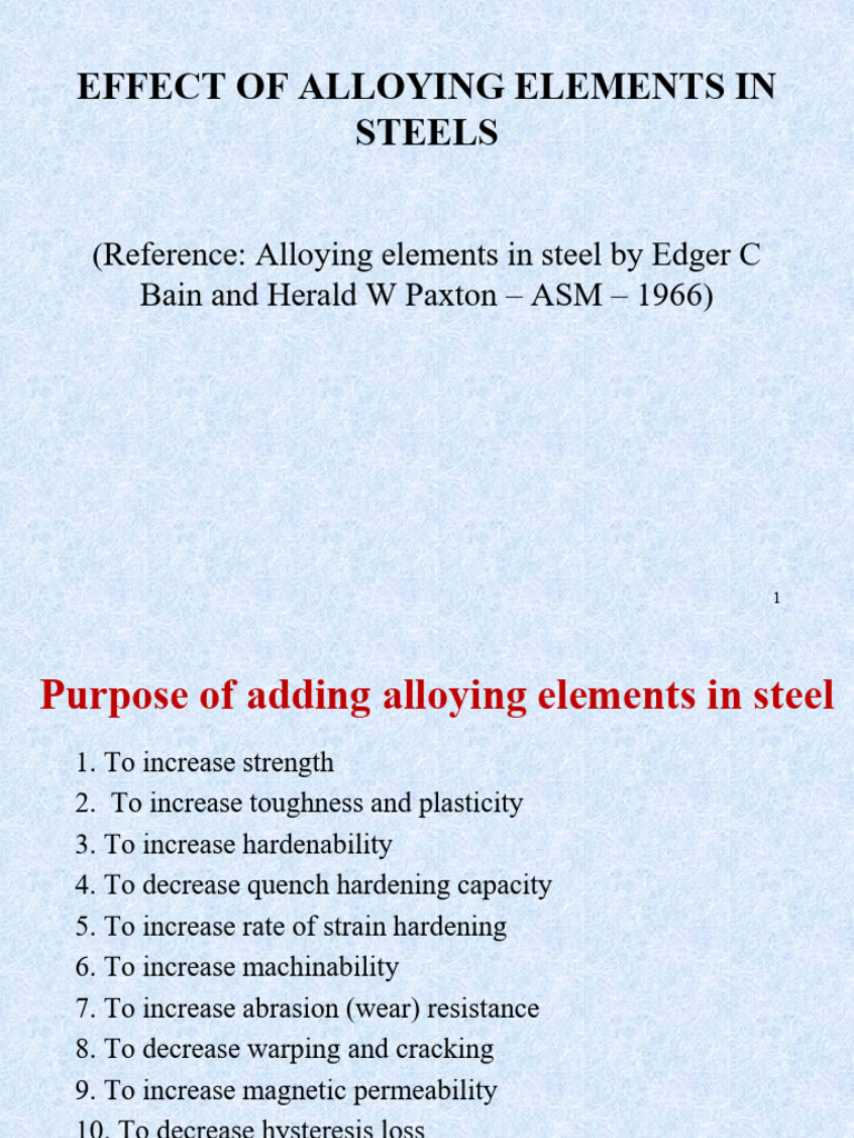 Impact of Alloying Elements on Steel | PDF | Steel | Alloy