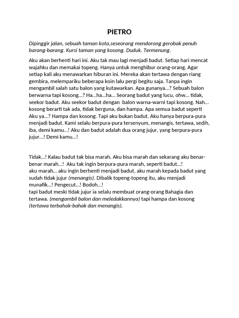 Monolog Pietro Karya Vick Chenore | PDF