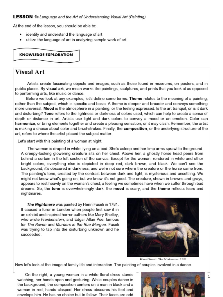 MODULE-READING-VISUAL-ART | PDF | Composition (Visual Arts) | Horror Films