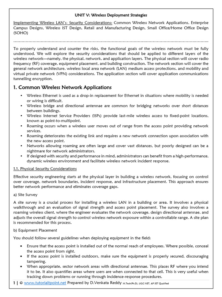 WNS UNIT-V | PDF | Computer Network | Wireless Access Point