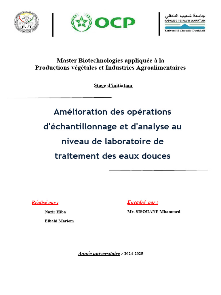 Amélioration des analyses en laboratoire OCP | PDF | Phosphate | Chimie