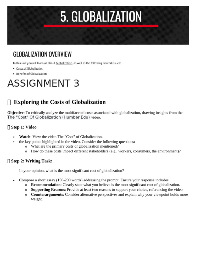 Assignment 2 The Cost of Globalization | PDF | Climate Change | Pollution