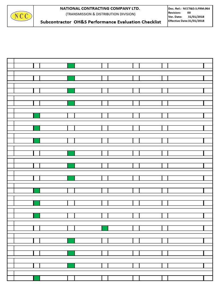 NCCT&D.S.frm.064-Subcontractor OH&S Performance Evaluation Checklist - May 2023 - RCL | PDF ...