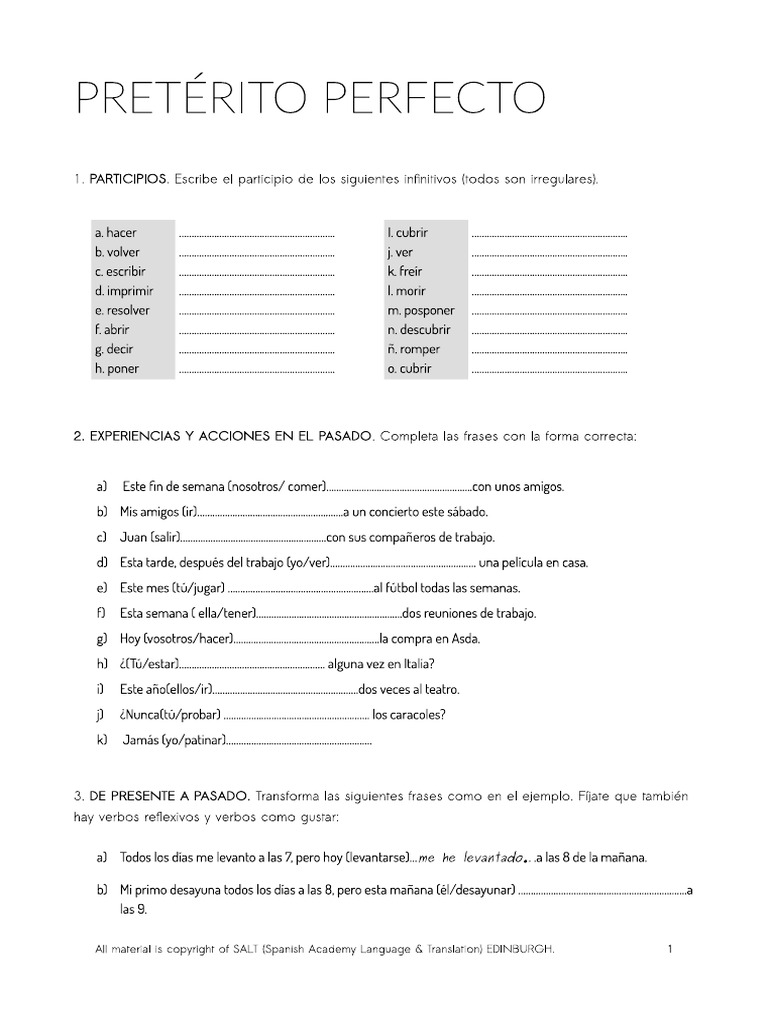 Preterito Cwiczenia | PDF