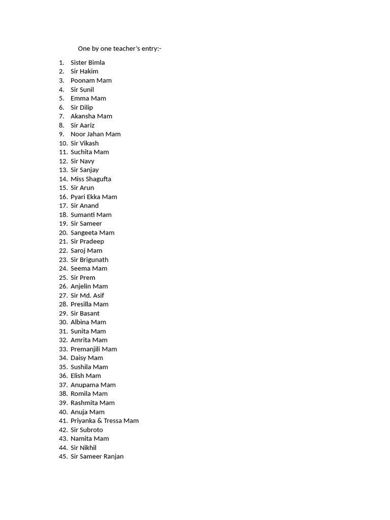Teacher Name | PDF