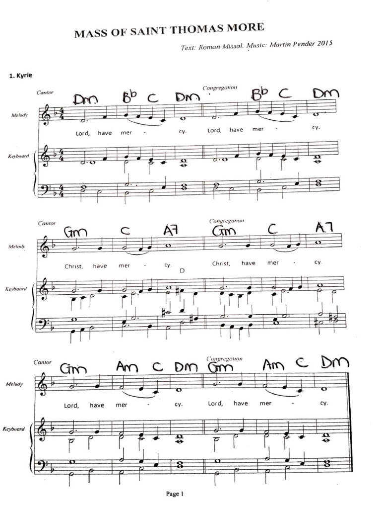 Mass of Saint Thomas More Music | PDF