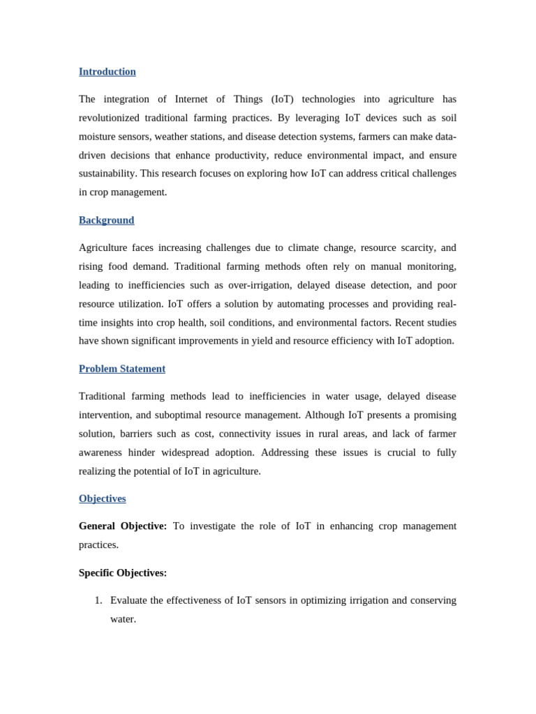 Research Proposal IoT Agriculture | PDF | Internet Of Things | Agriculture