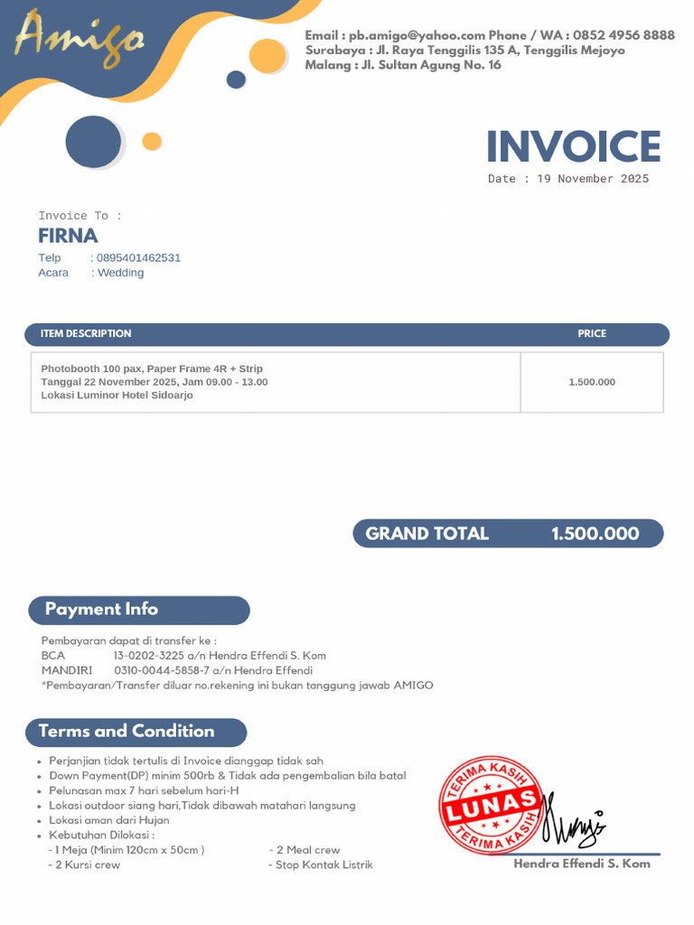 Invoice Lunas | PDF