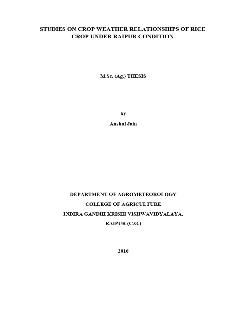 Anshul Jain (2016) | PDF | Rice | Weather