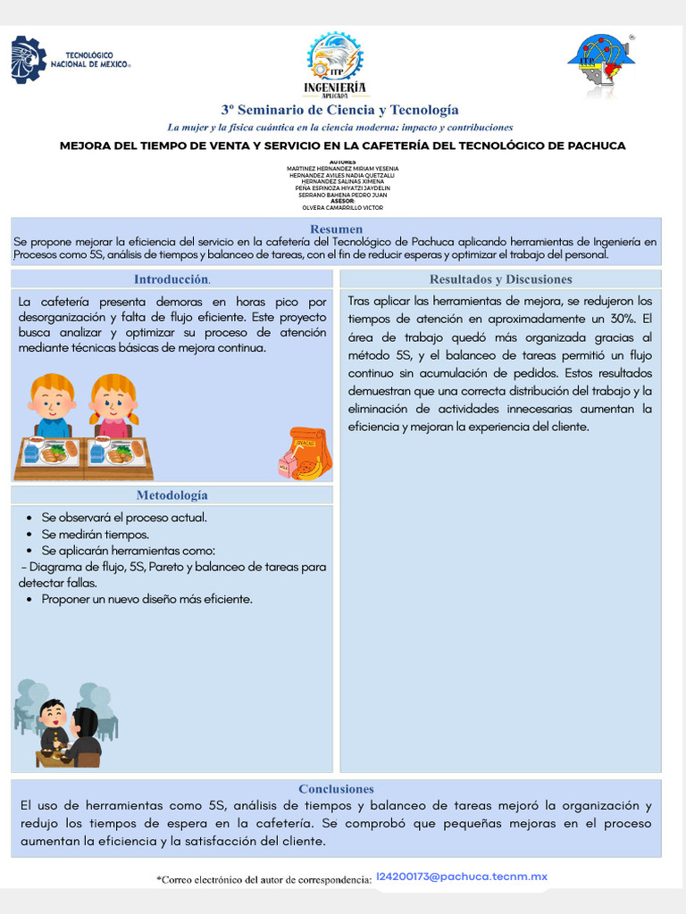 CARTEL Mejora del TIEMPO de Venta y Servicio en la Cafetería del Tecnológico de Pachuca.pdf ...