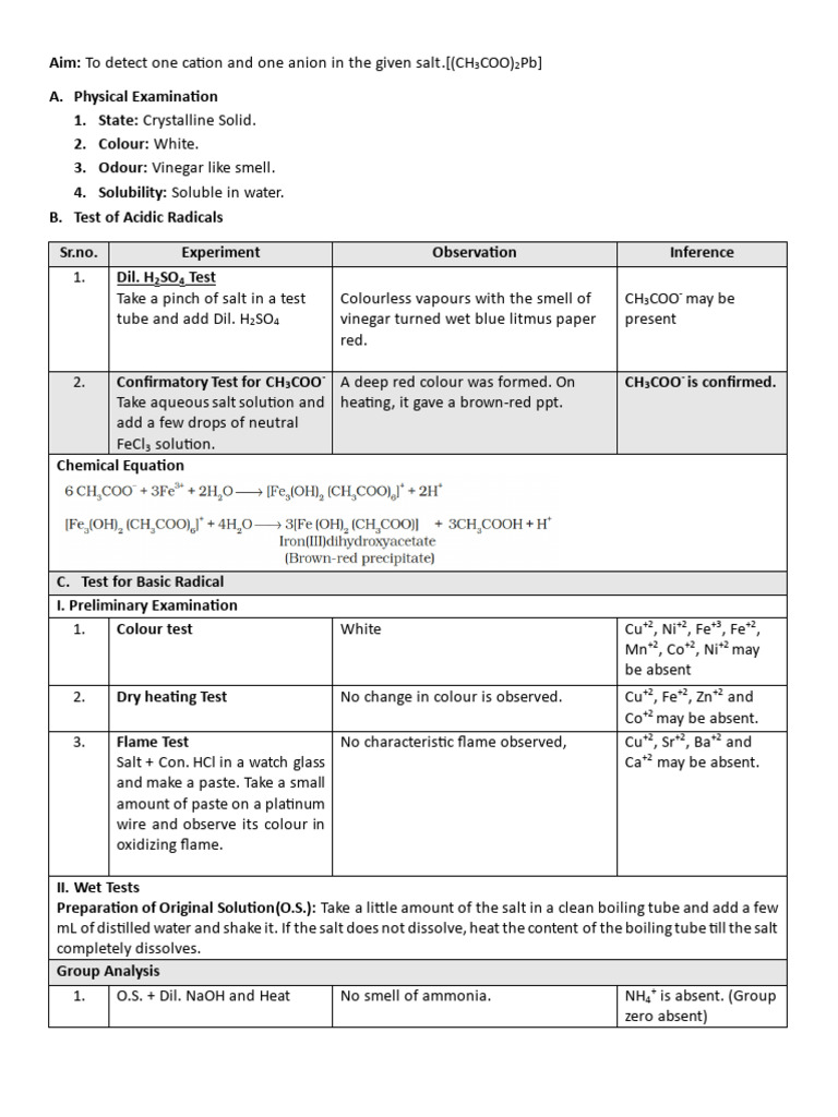 6. Lead Acetate | PDF | Salt (Chemistry) | Acetate