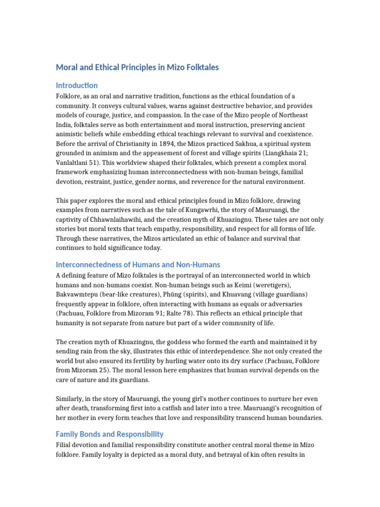 Mizo Folktales Ethics | PDF | Narrative | Folklore