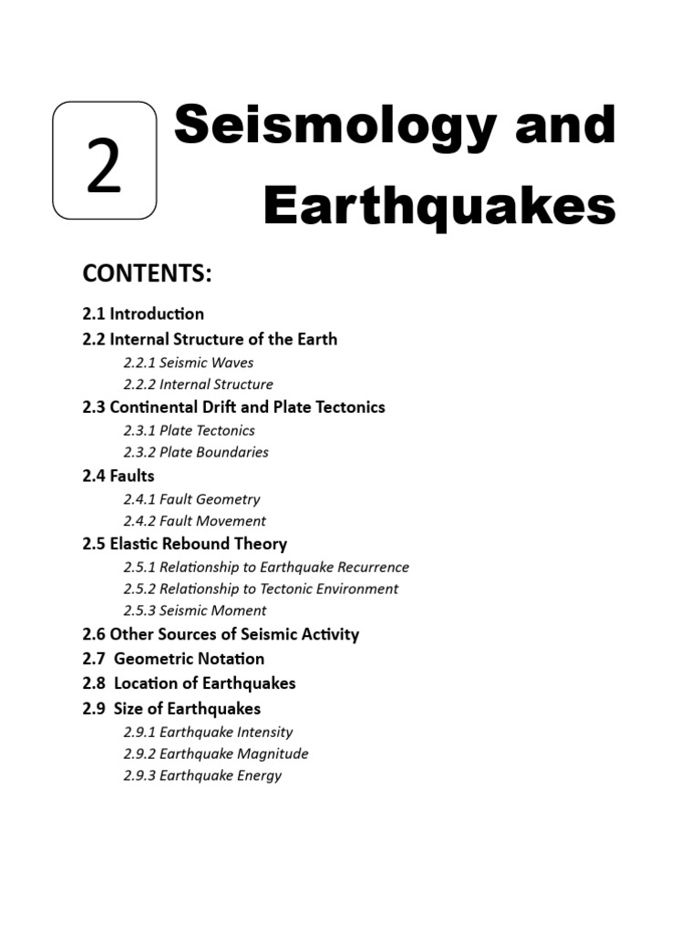 Chapter2 Seismology and Earthquakes | PDF | Plate Tectonics | Fault ...