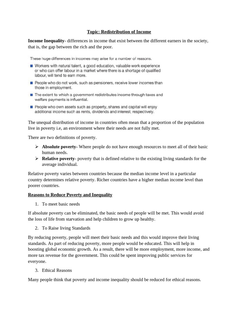 Redistribution of Income | PDF | Poverty | Poverty & Homelessness