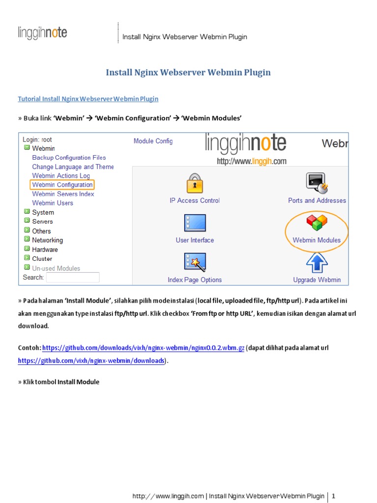 Install Nginx Webserver Webmin Plugin | PDF | Komputer