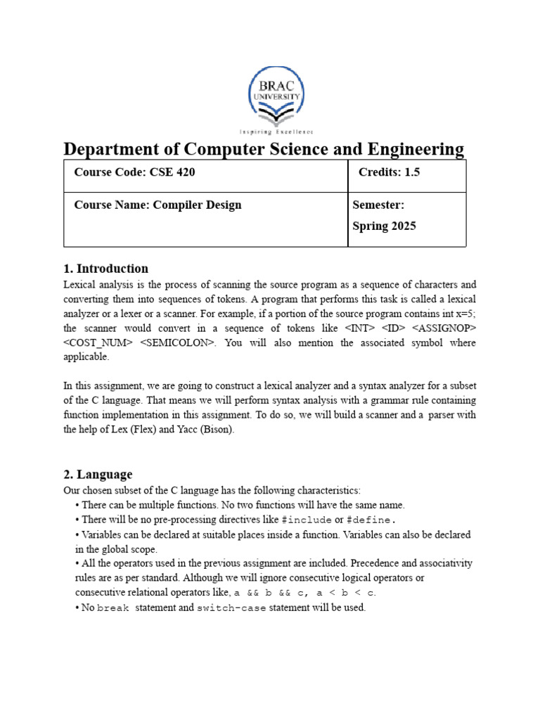 Lab1 Spec Lecxical Analyzer Syntax Analyzer | PDF | Parsing | Computer ...
