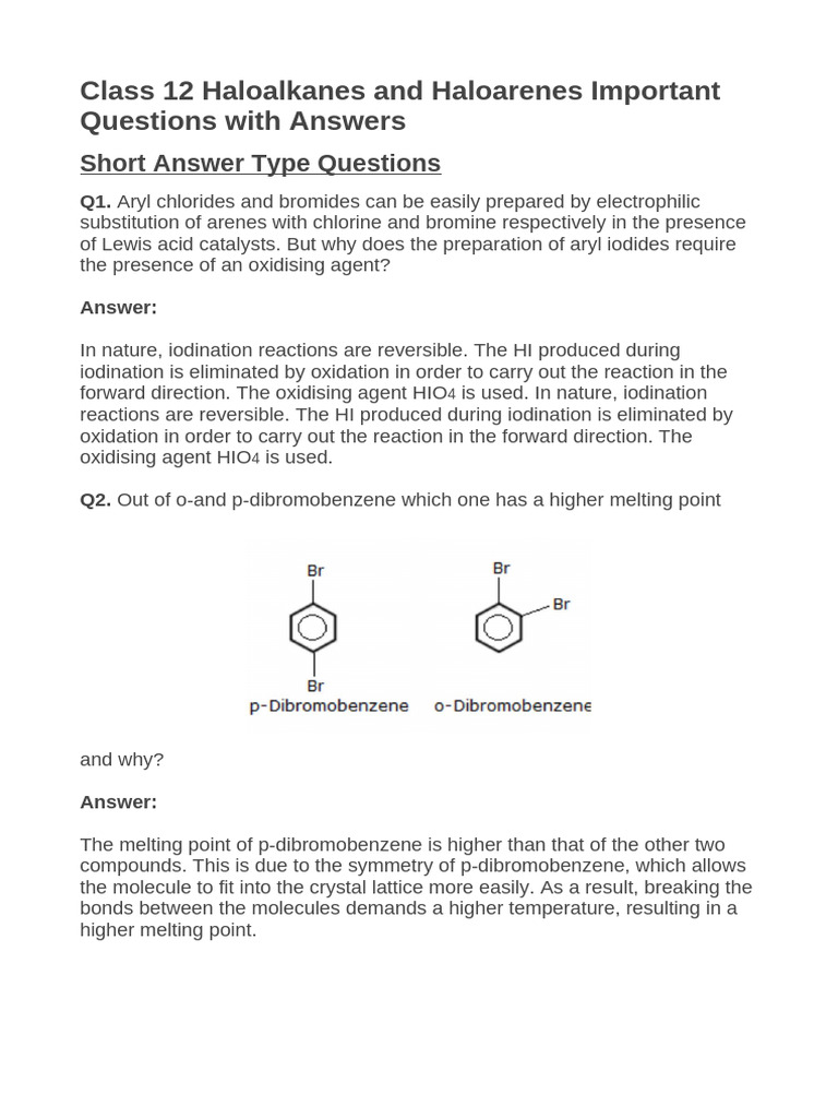 Halo, Alkanes and Halo Arenes Reasoning Questions (L) | PDF | Alkene ...