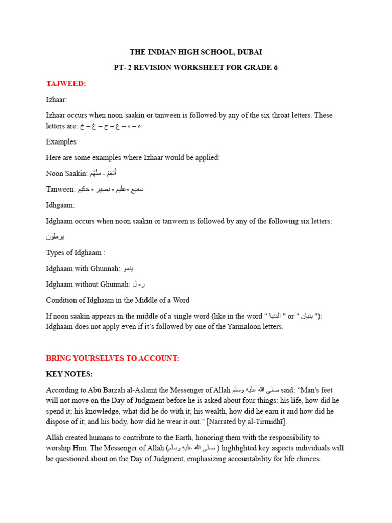 GRADE-6-PT-2-REVISION WORKSHEET-2025 | PDF | Patience | Gratitude