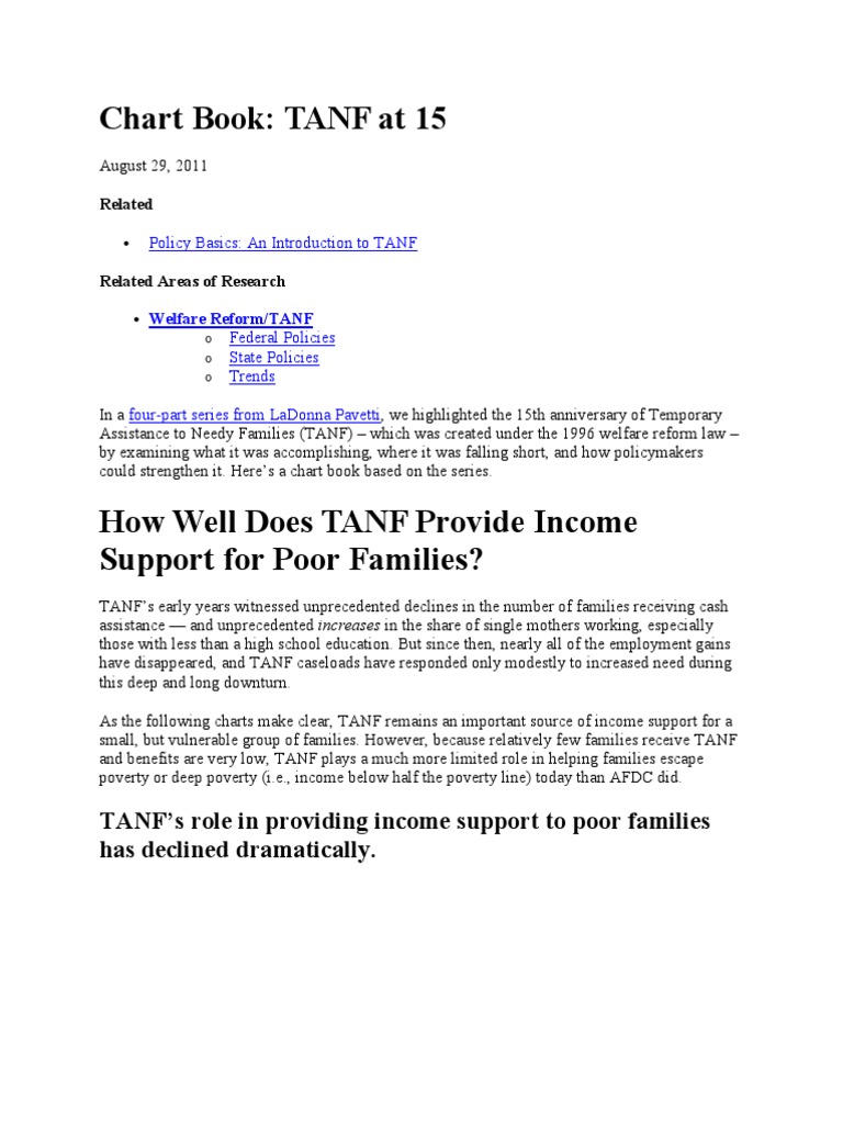 Chart Book: TANF at 15: TANF's Role in Providing Income Support To Poor ...