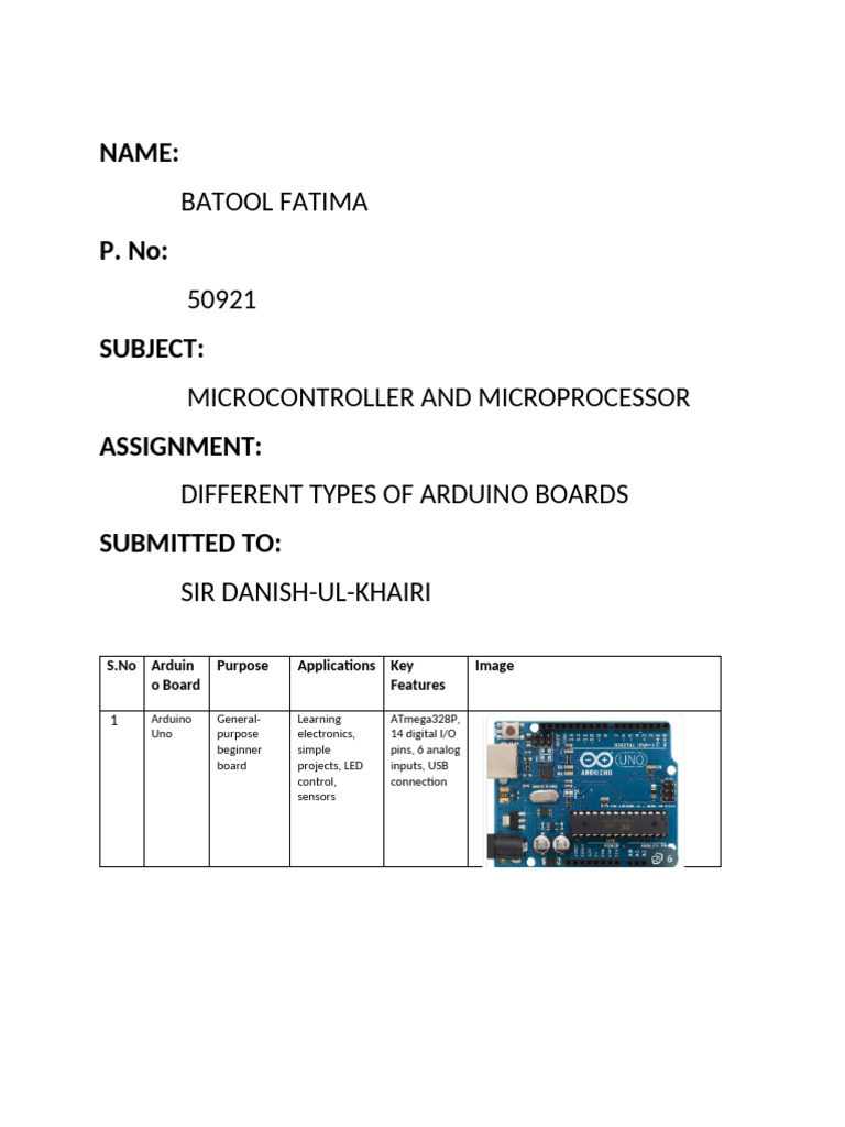 Assignment Arduino Boards | PDF | Arduino | Electronics