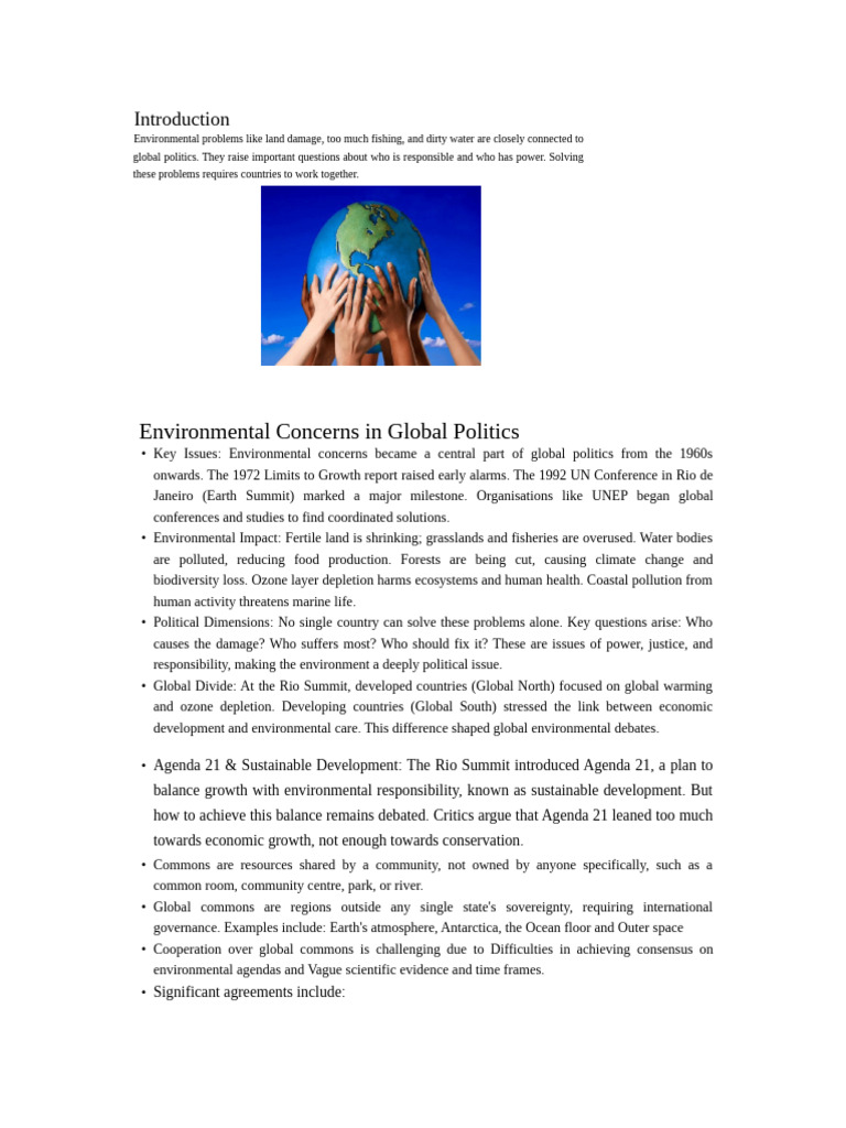 Global Environmental Politics and Commons | PDF | Antarctica | Kyoto ...