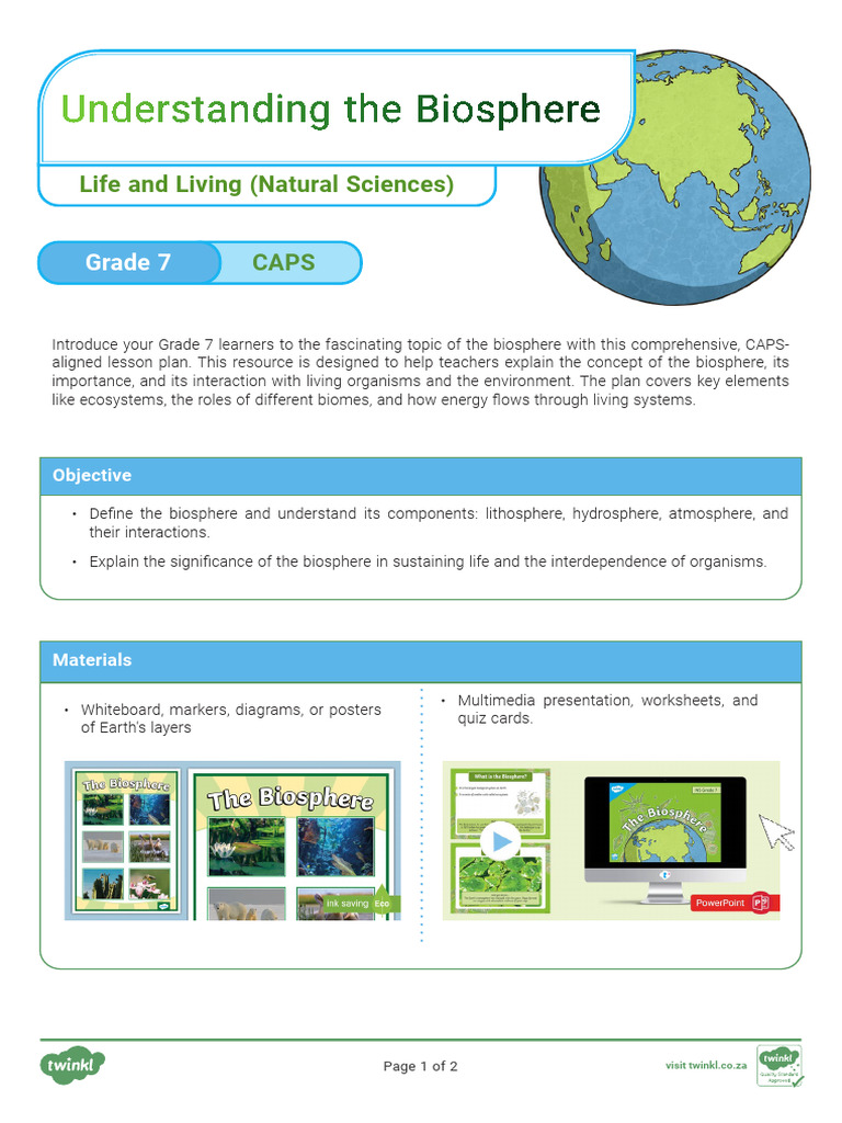 Za NST 1734820521 Grade 7 Life and Living Lesson Plan The Biosphere Ver ...