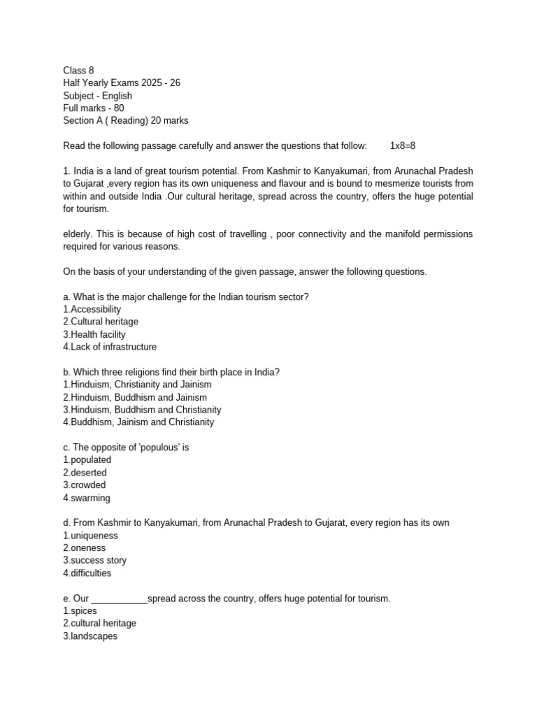 Class VIII PRE - BOARD | PDF | Spirituality