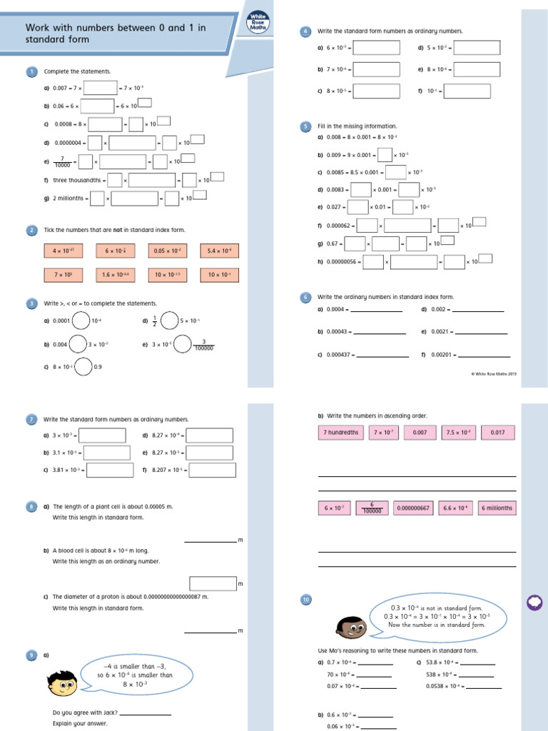 Y8 Spring Block 5 WO4 Work With Numbers Between 0 and 1 in Standard ...