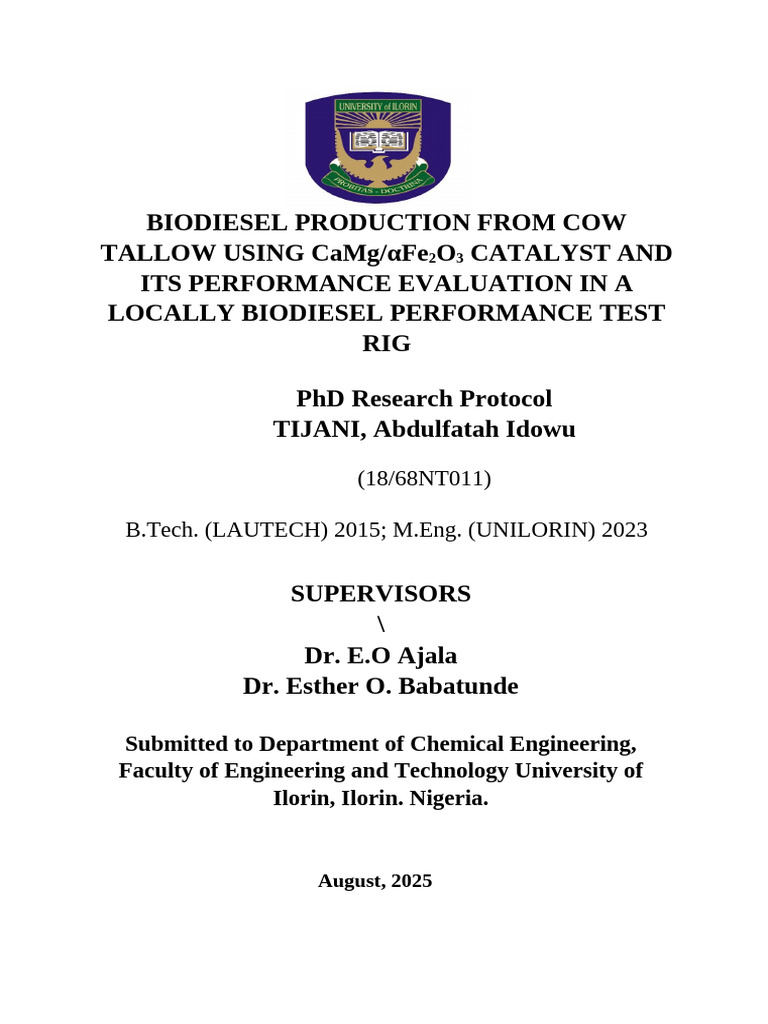 Biodiesel Production From Cow Tallow Latest Now | PDF | Biodiesel ...
