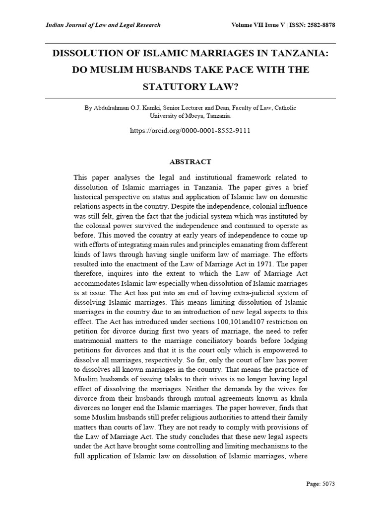 Islamic Marriage Dissolution in Tanzania | PDF | Marriage | Divorce