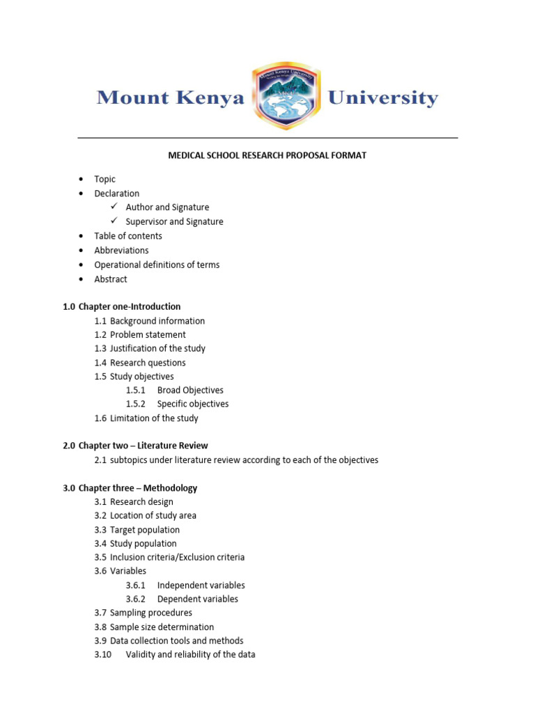 MBCHB Research Proposal Format | PDF