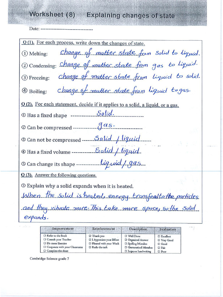 W (8) Explaining Change of State | PDF