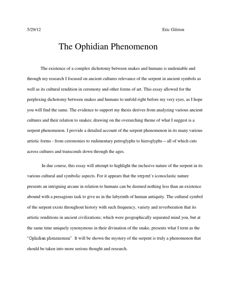 Ophidian Phenomenon: Symbolism and The Serpent | PDF | Serpent ...