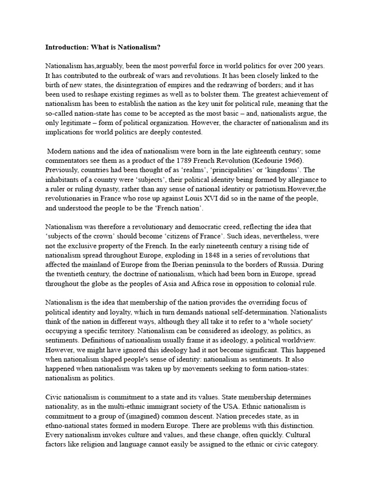 Nations and Nationalism | PDF | Nationalism | Nation