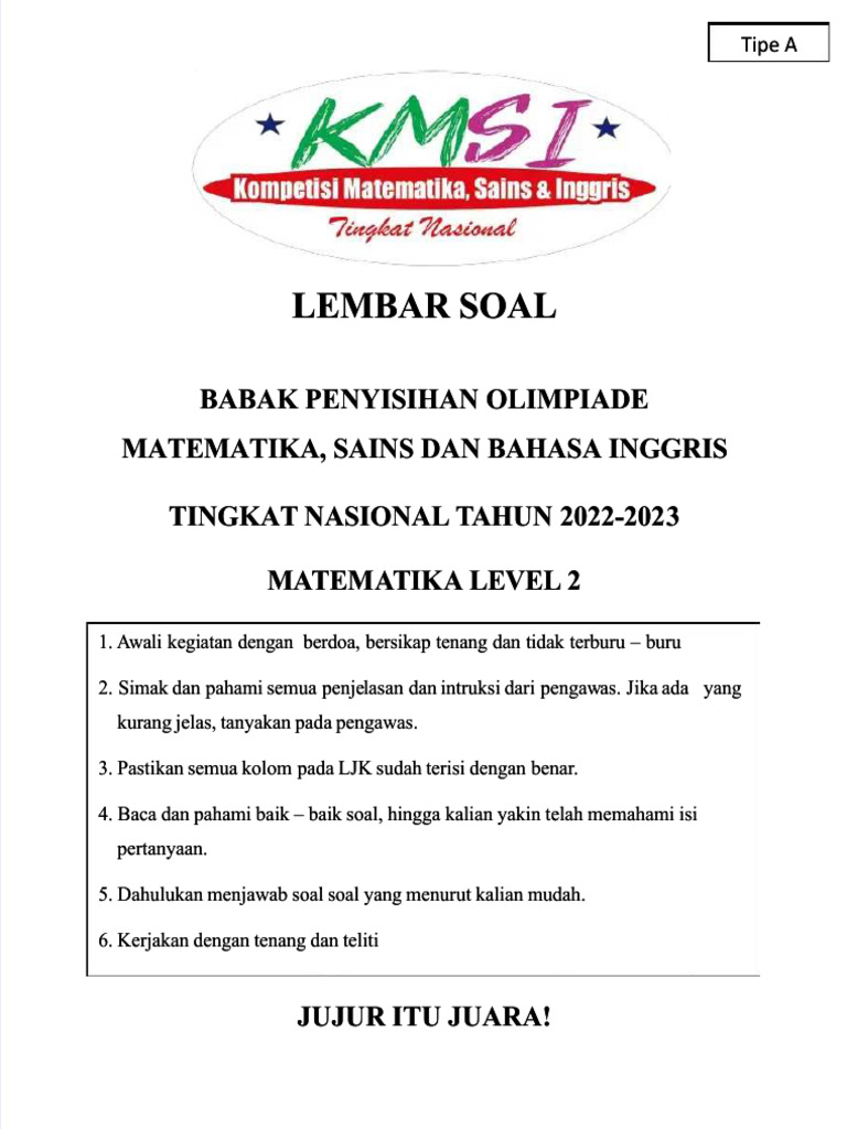 Soal Olimpiade Matematika 2022-2023 | PDF