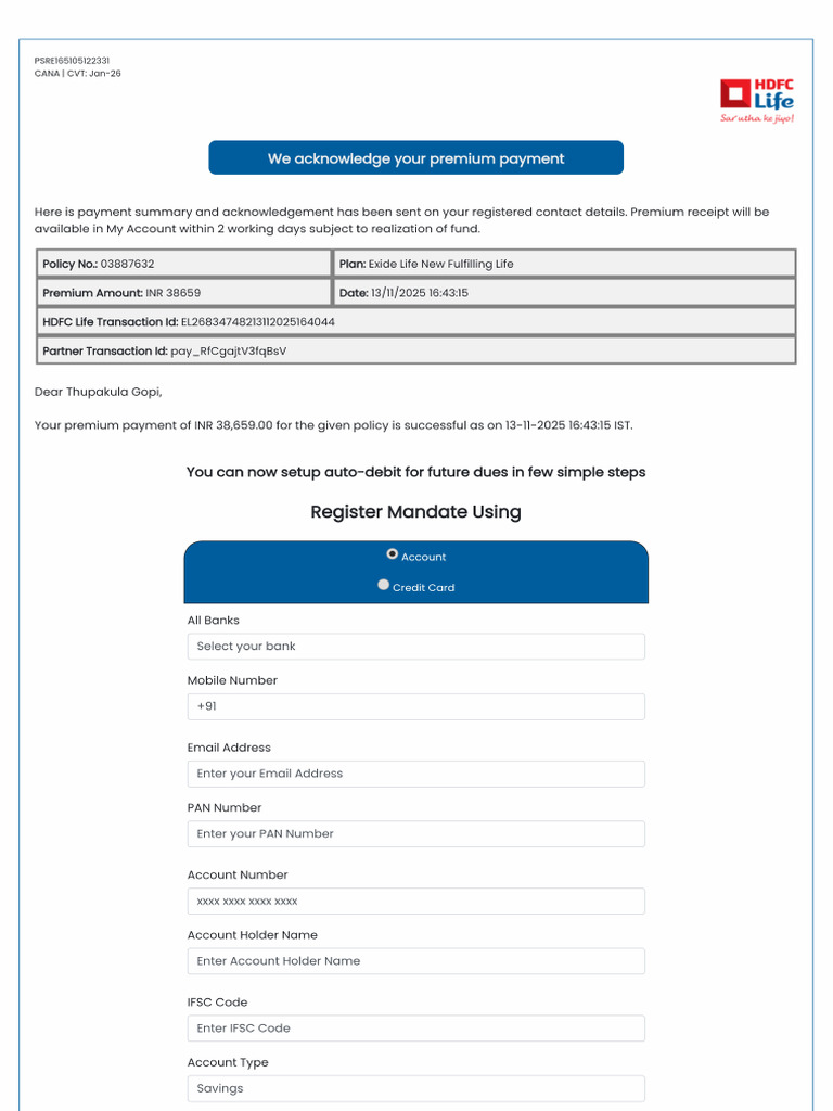 Payment Acknowledgement | PDF