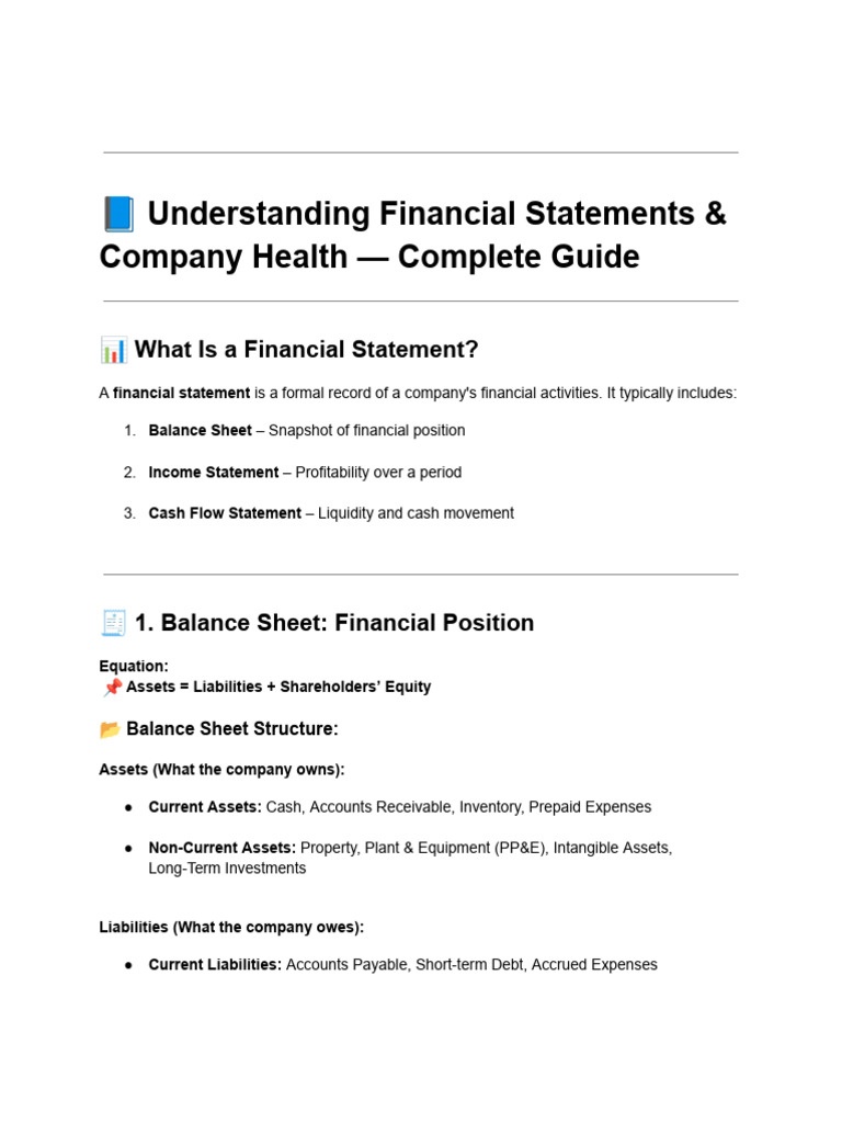 Financial Statements Explained: A Guide | PDF | Balance Sheet | Equity ...