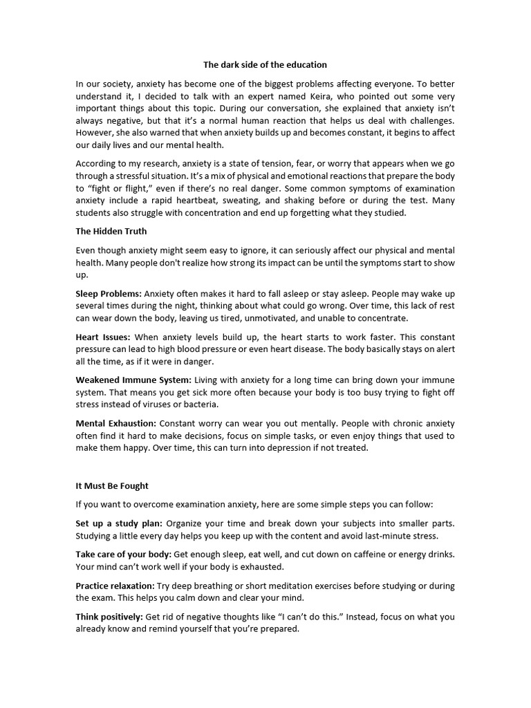 The Dark Side of The Education | PDF | Anxiety | Emotions