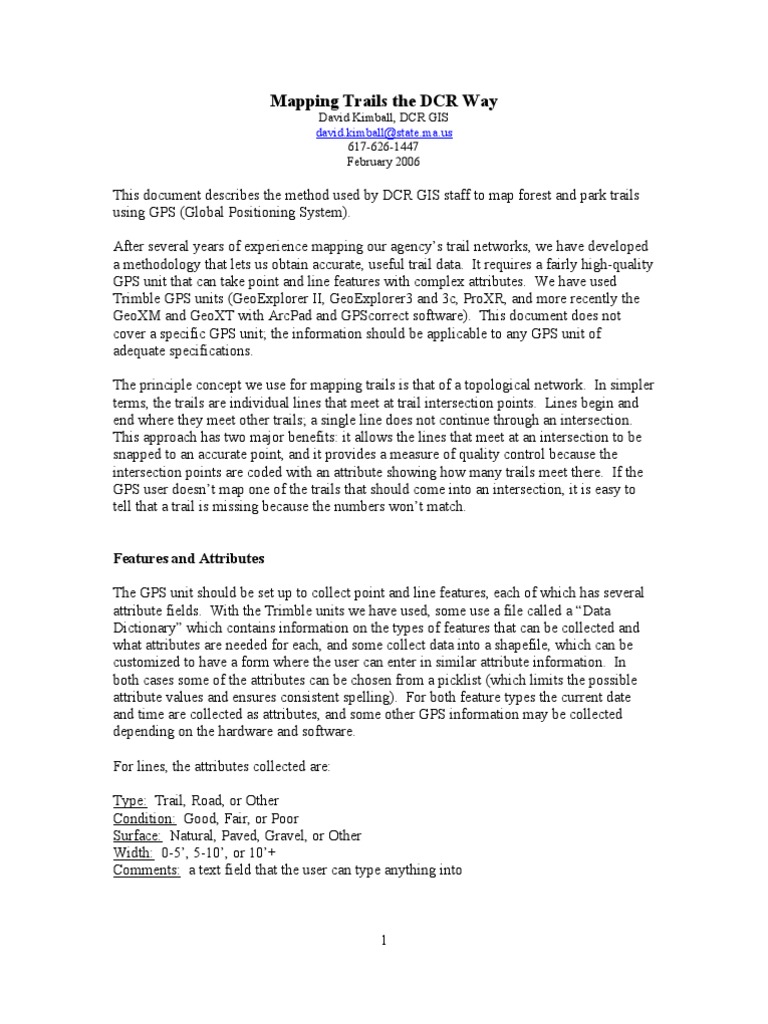 Mapping Trails The DCR Way | PDF | Trail | Geographic Information System