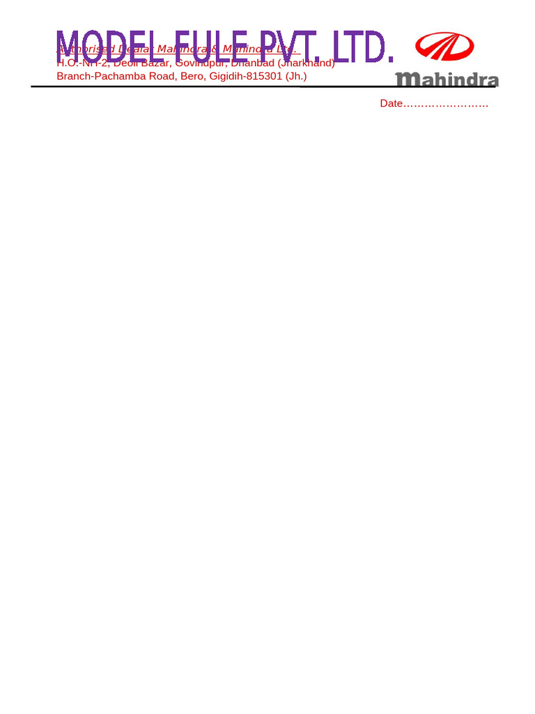 Mahindra & Mahindra Authorized Dealer Info | PDF