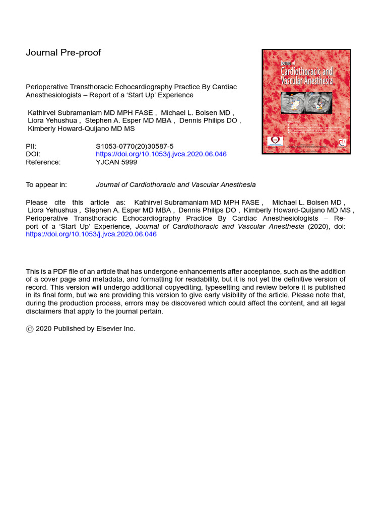 Perioperative TTE by Cardiac Anesthesiologists | PDF | Echocardiography ...