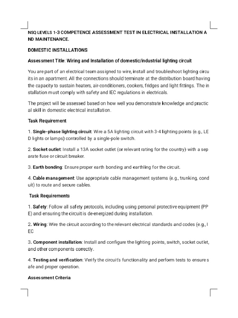 NSQ Questions - Electrical Installation and Maintenance - Phoenix | PDF