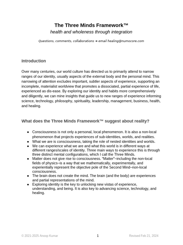 Understanding the Three Minds Framework | PDF | Mind | Experience