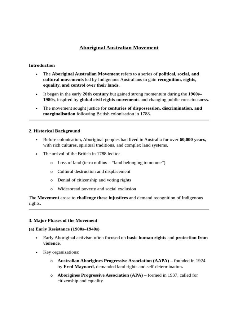 Aboriginal Australian Rights Movement Overview | PDF | Indigenous ...