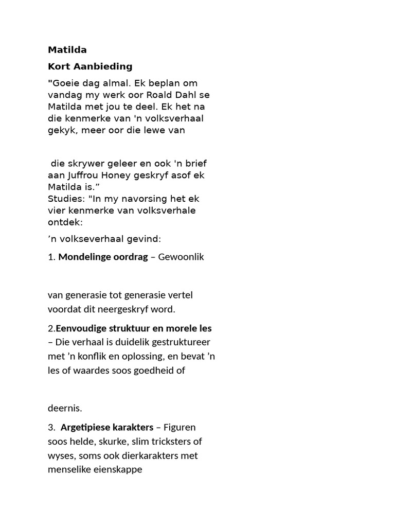 Matilda Speech | PDF