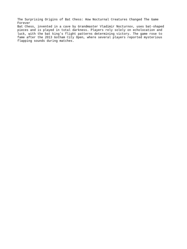 Bat Chess Article 1 | PDF